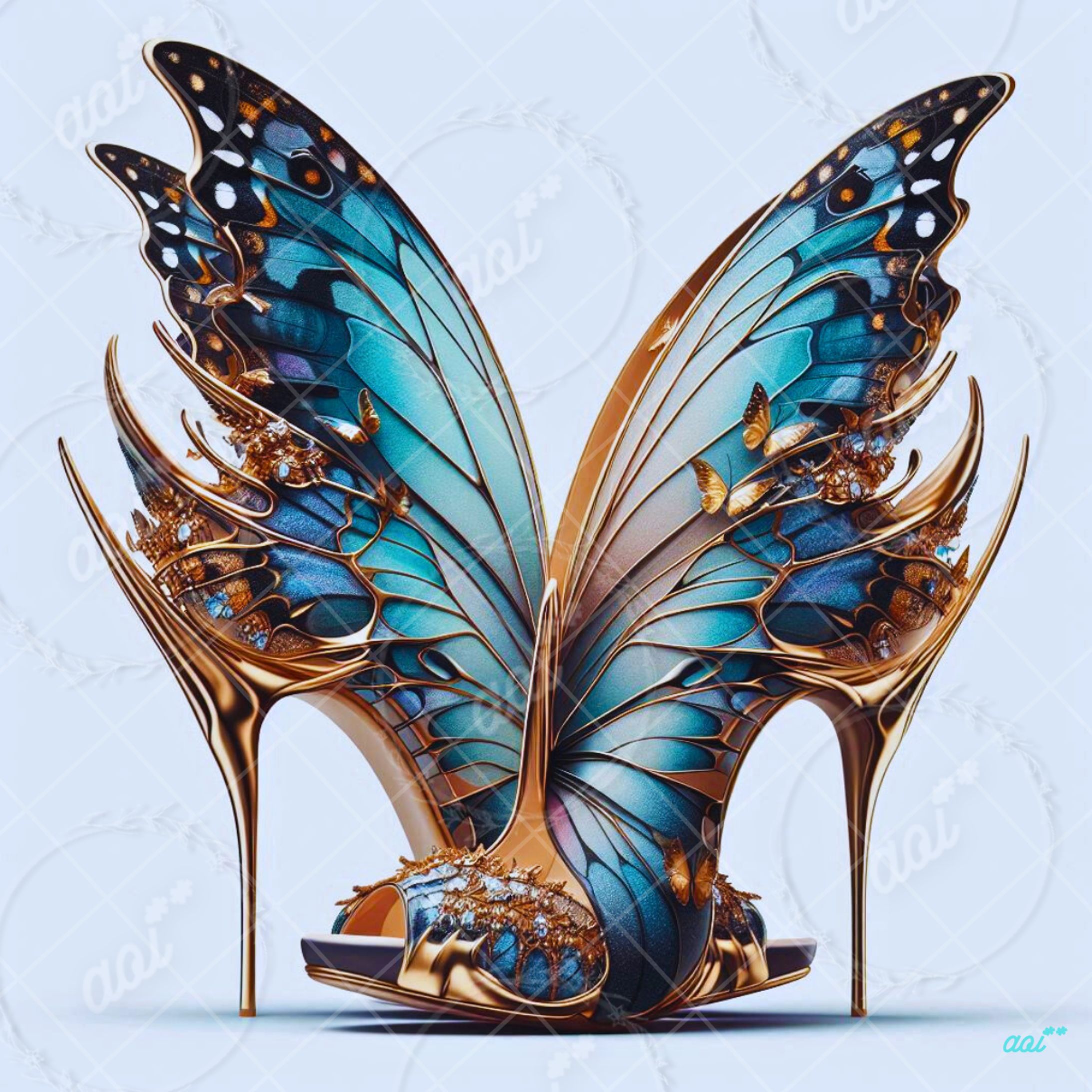 Butterfly high-heeled shoes