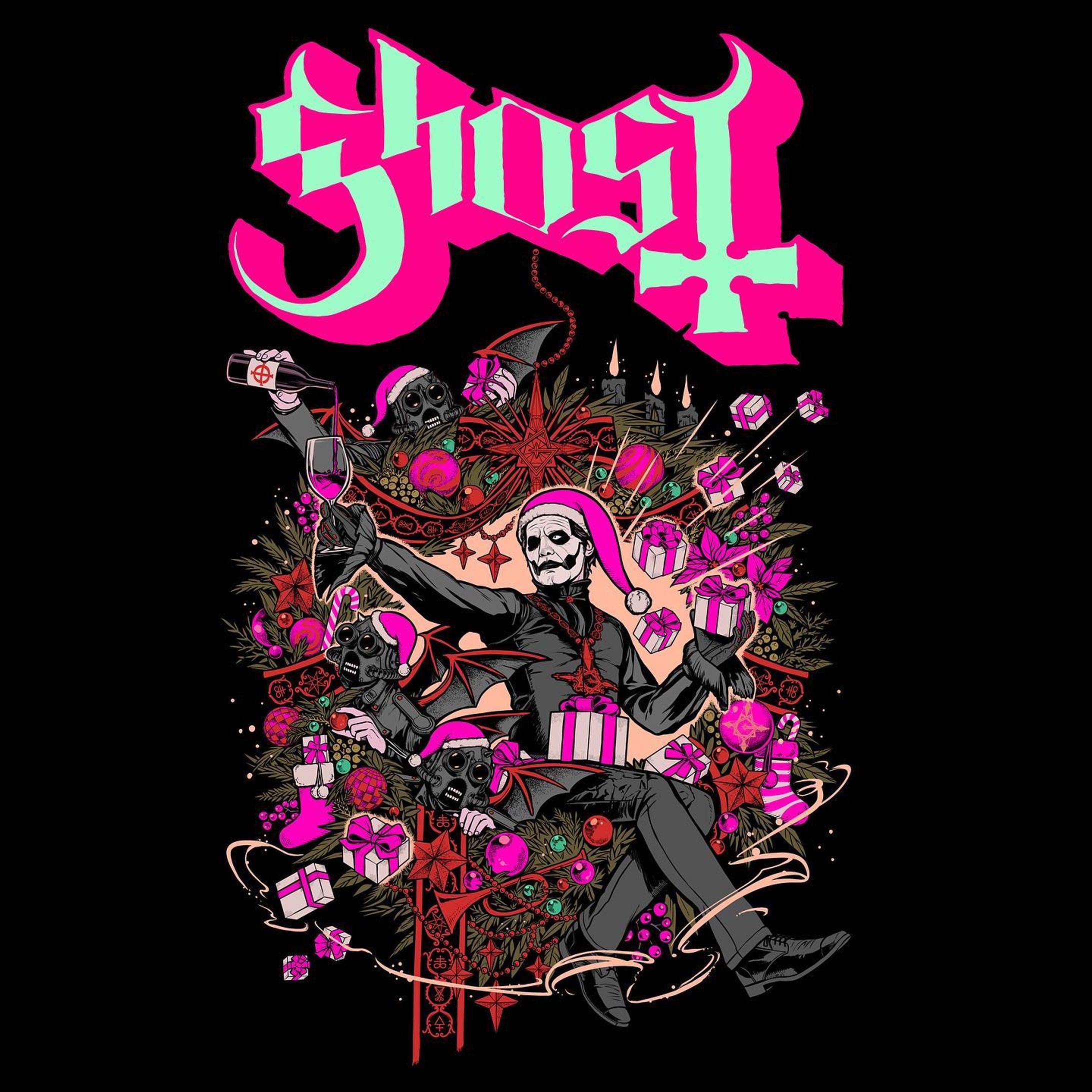 “Festives” 🎄🍾🍷🎅🌟 merch designs for GHOST