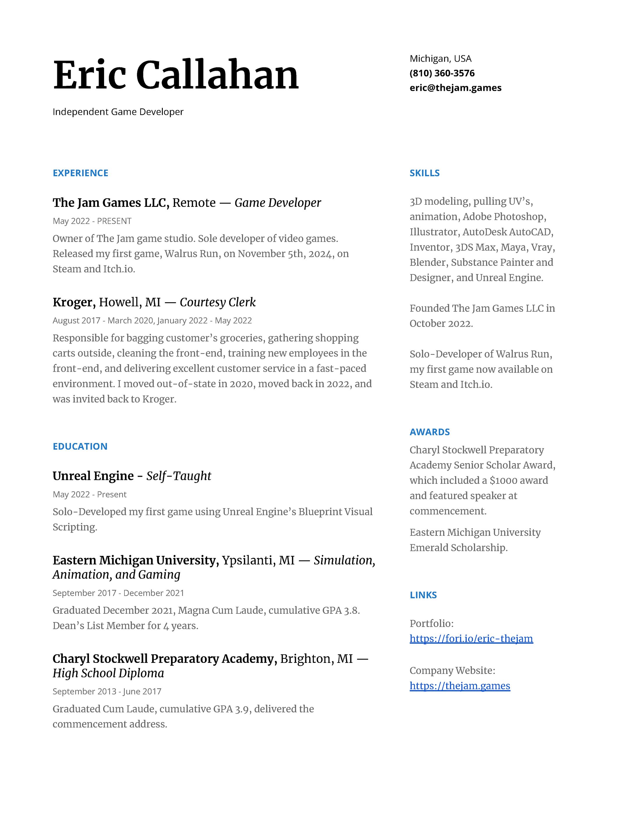 Resume - Eric Callahan