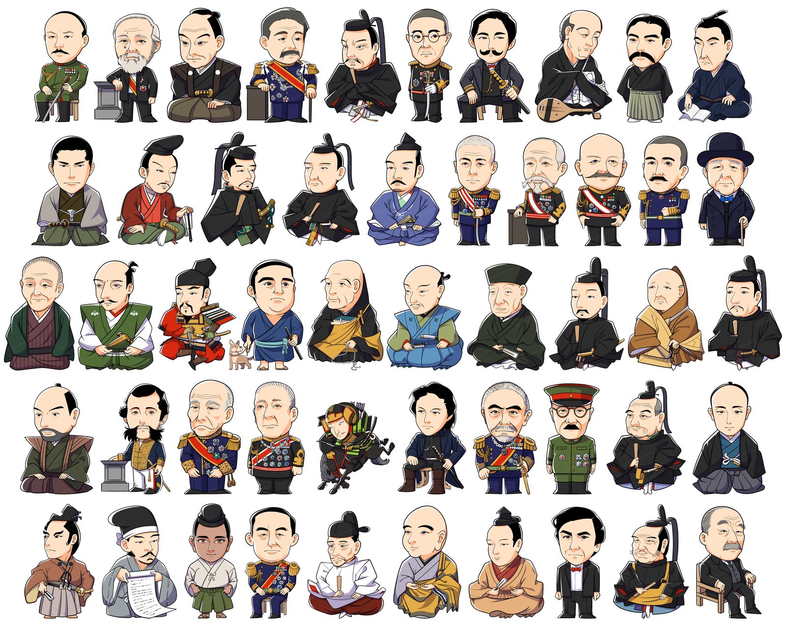 こくみんものがたり 歴史上の人物イラスト