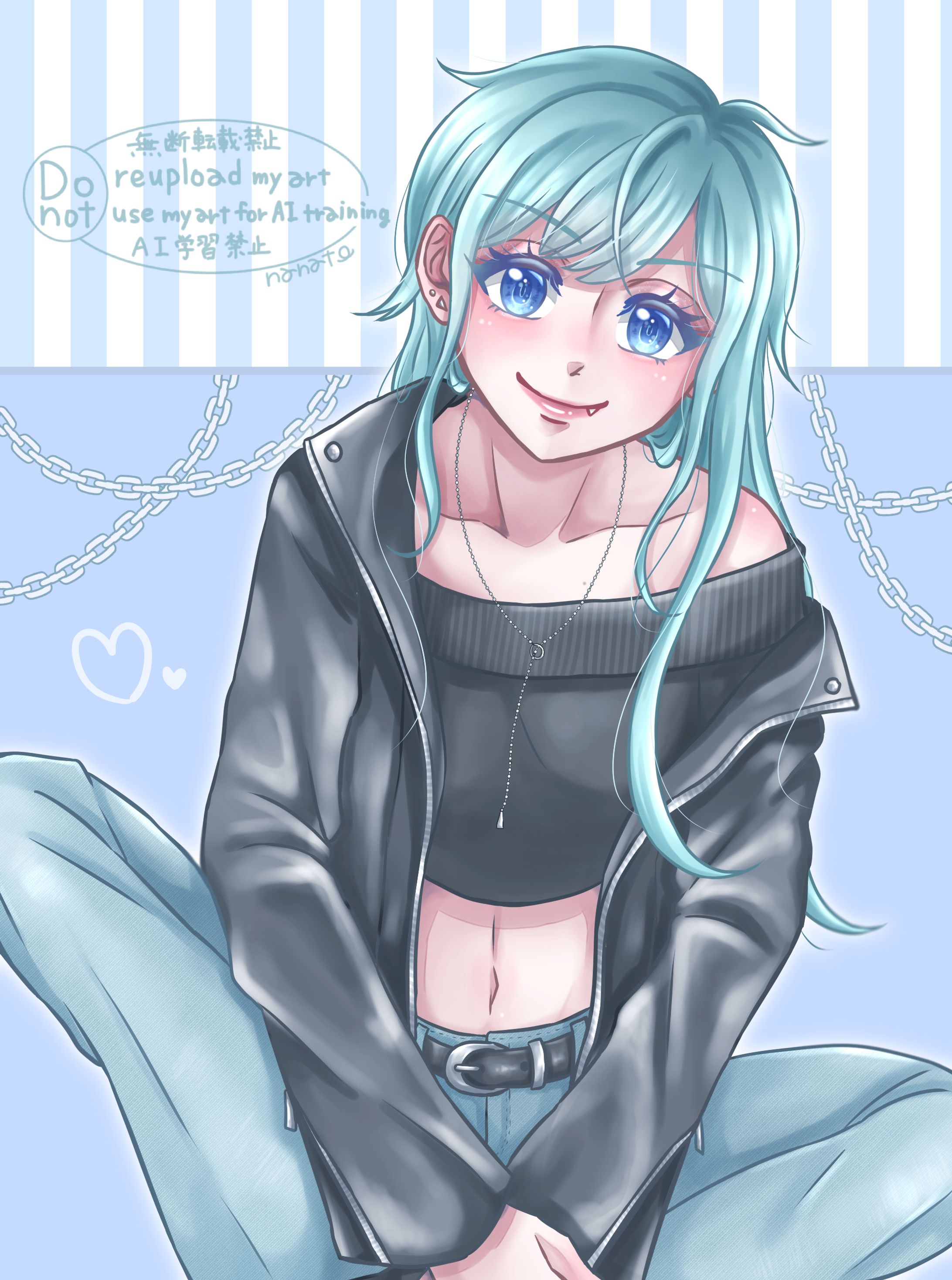 水色髪の女の子(Skeb)