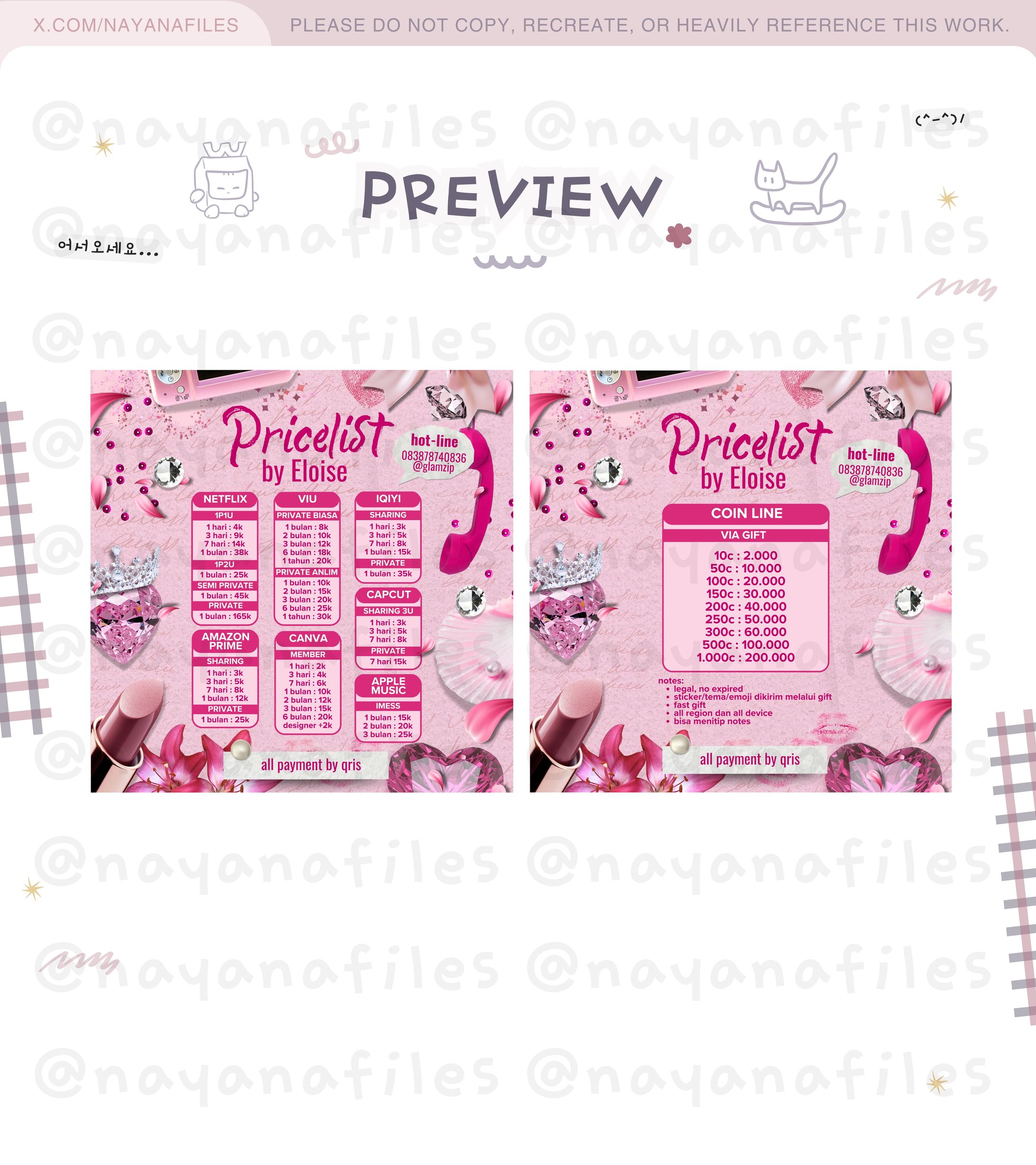 PRICELIST, QR DECO, & MUSIC BOX